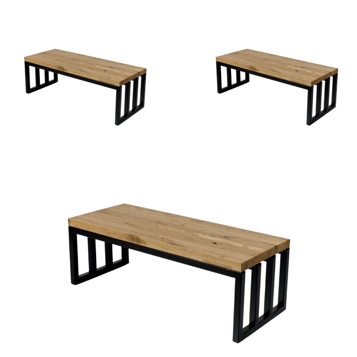 LM-101 Bank Sitzbank Holz Sitzfläche aus Massivholz Gestell Stahl ...