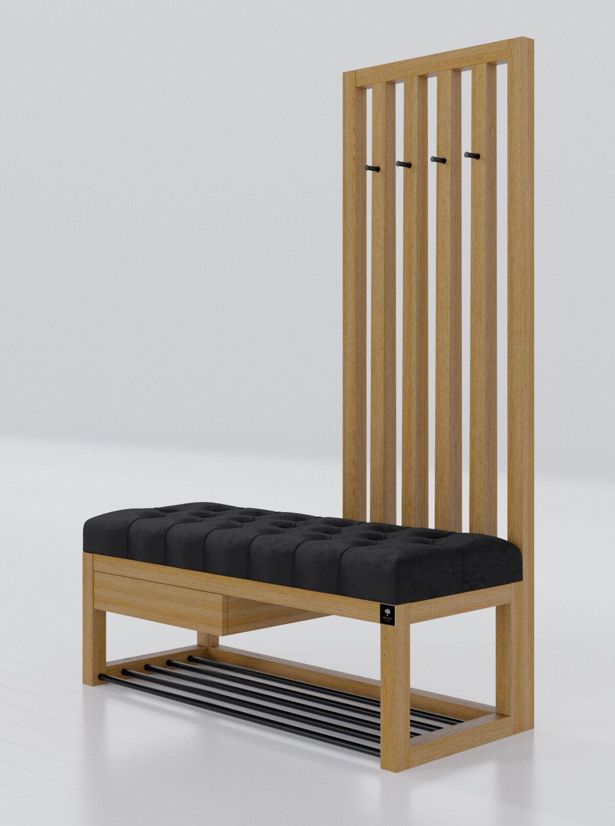 0002 LPP-125 Garderobe mit Sitzbank Schuhbank, Gestell aus Holz ...