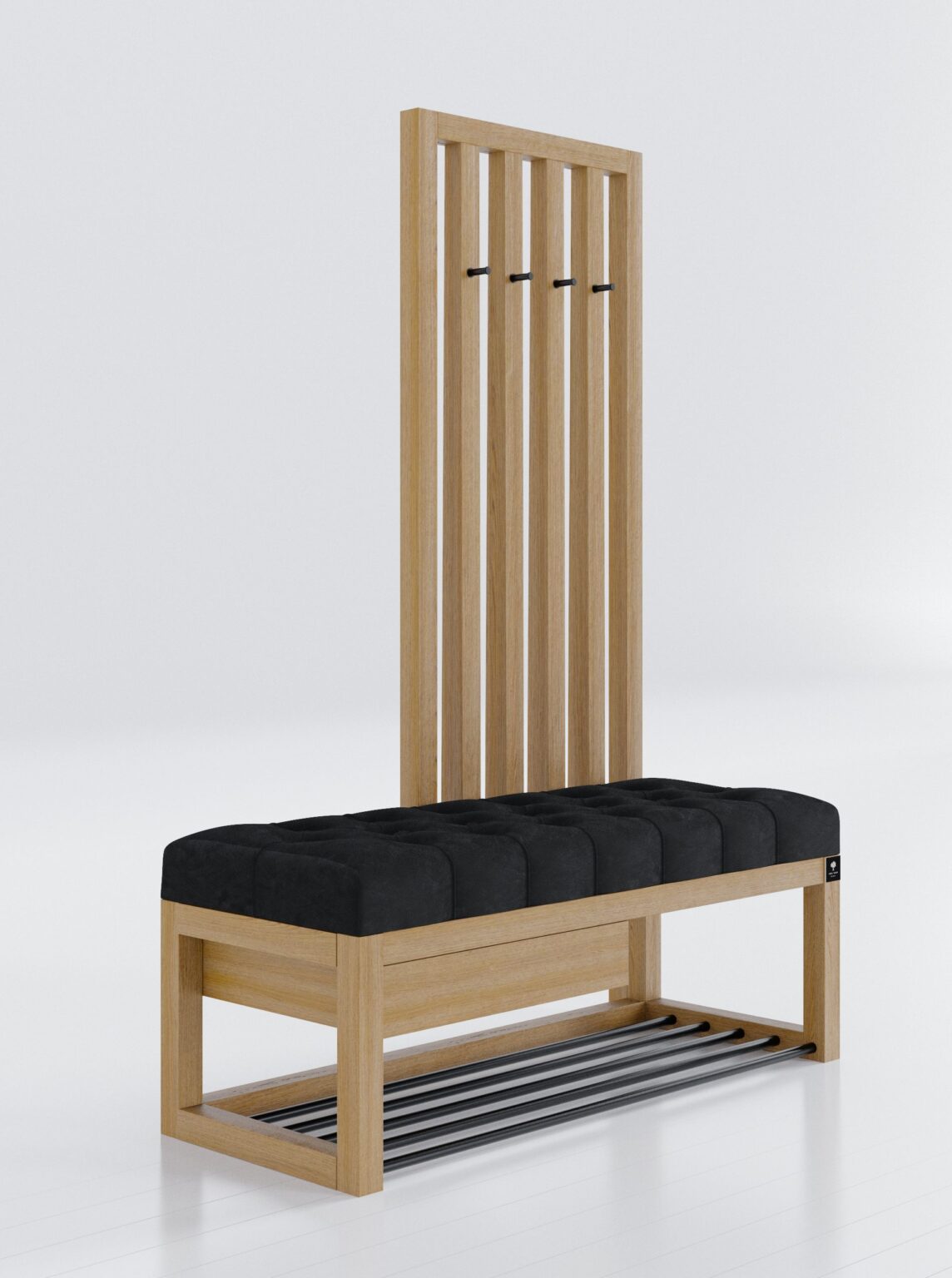 0002 LPP-125 Garderobe mit Sitzbank Schuhbank, Gestell aus Holz ...